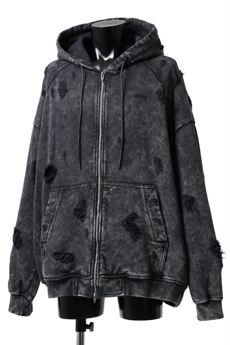 Juun.J Garment Dyed Distressed Zip Up Hoodie (GREY)の商品ページ | ジュン・ジーの公式通販 ...