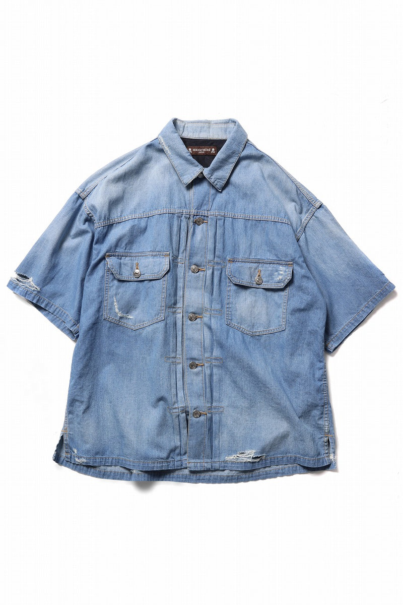mastermind JAPAN DISTRESSED SS DENIM SHIRT (INDIGO)の商品ページ | マスターマインドの公式 ...
