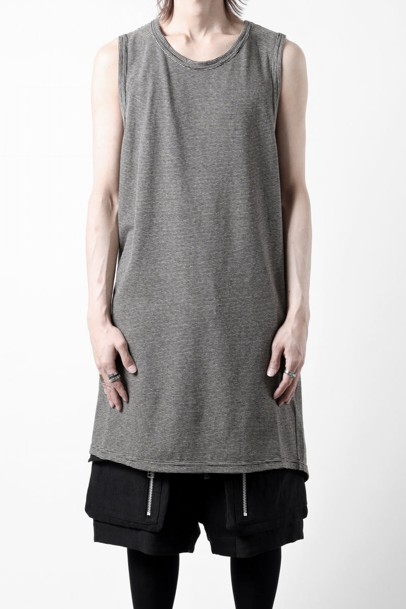 A.F ARTEFACT LOOSEY LONG TANK TOP / MICRO STRIPE JERSEY (BLACK x IVORY ...