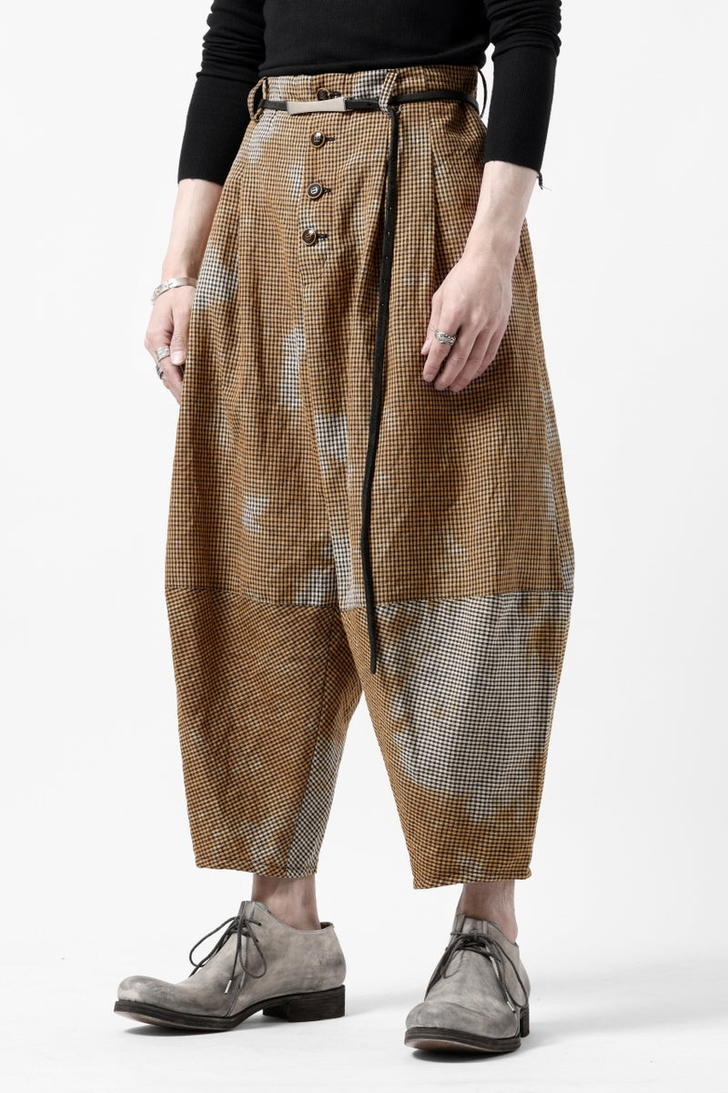 YUTA MATSUOKA 2 tucks wide taper cropped pants / mottled dyeing dead ...